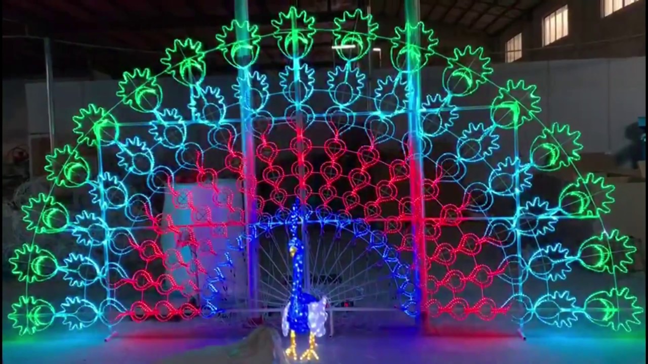 Color changing festive lighting LED peacock - YouTube