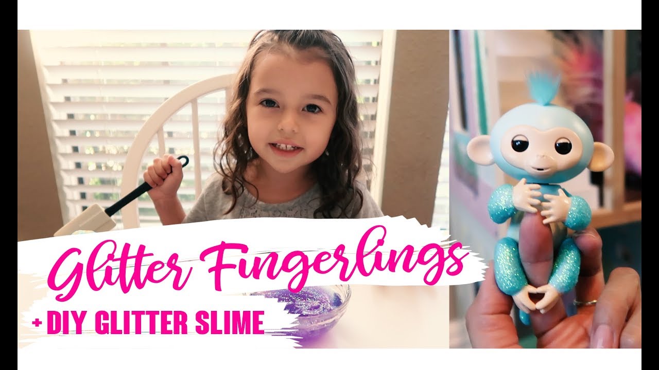 Our WowWee Glitter Monkey Fingerlings + DIY Glitter Slime with Glitter ...