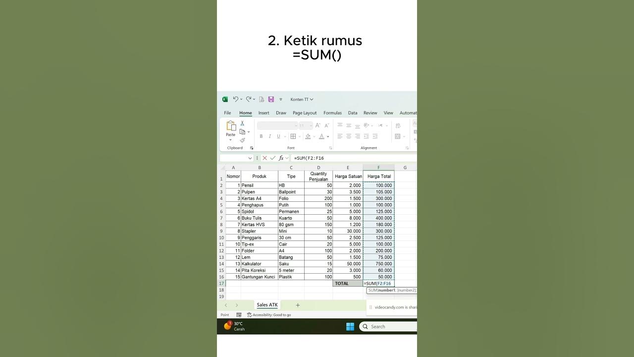 3 CARA SUM EXCEL #excel #exceltips #exceltutorial #exceltricks - YouTube