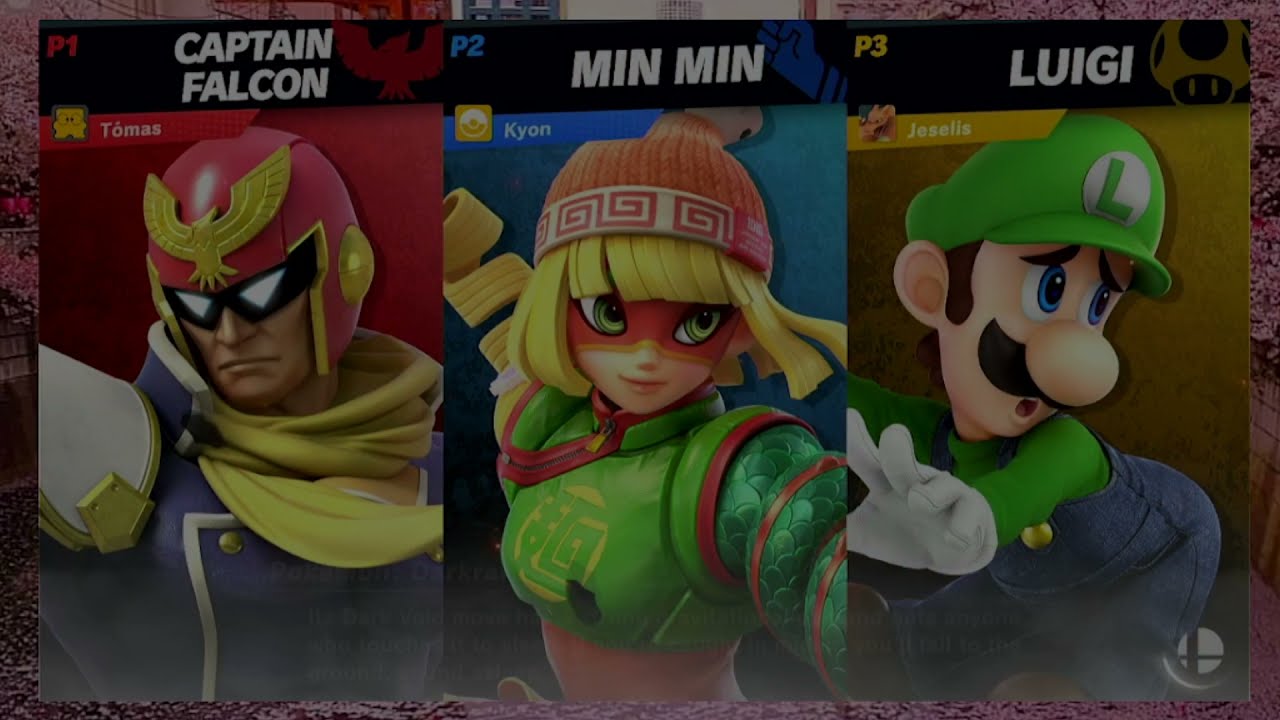 SSBU (8): Captain Falcon vs MinMin vs Luigi-3 player smash - YouTube