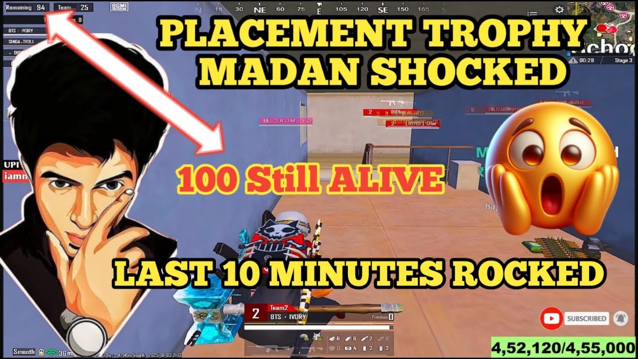 Madan Shocked 😲 100 Still ALIVE placement trophy day - 2 😂 #madan # ...