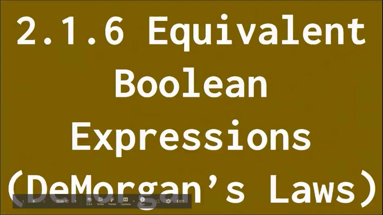 Equivalent Boolean Expressions Demorgans Laws Ap Computer Science A Youtube 1121