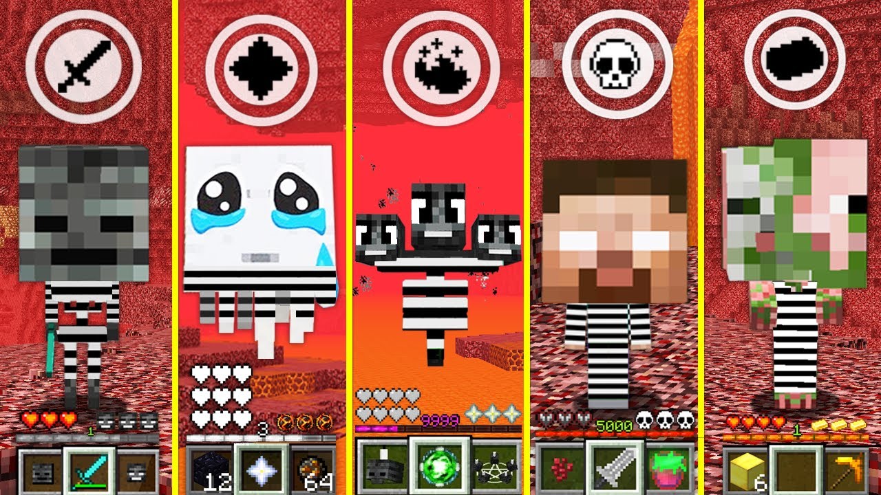 Minecraft HOW TO PLAY BABY NETHER PRISONER GHAST HEROBRINE WITHER ...
