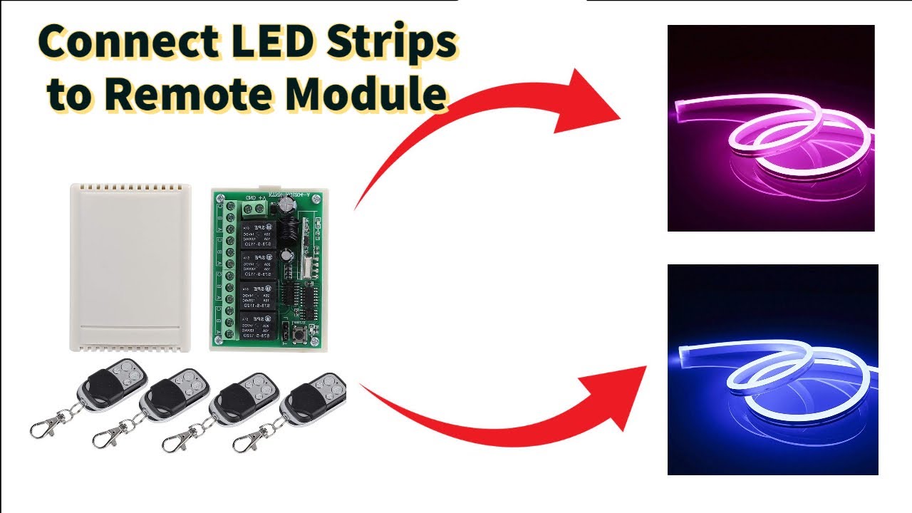 How to Connect LED Stripe to RF Remote Control Module - YouTube