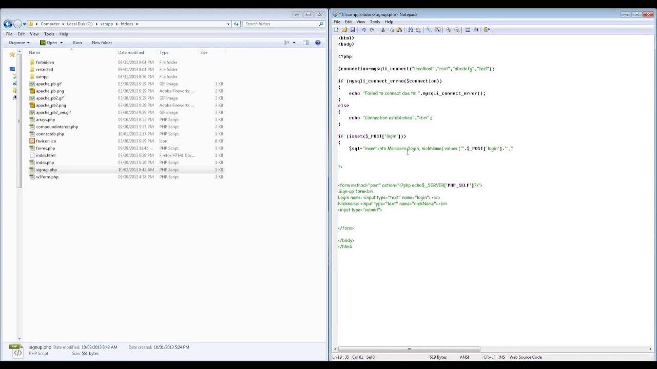 PHP Lesson 15 - Inserting records into a table in a MySQL database - YouTube