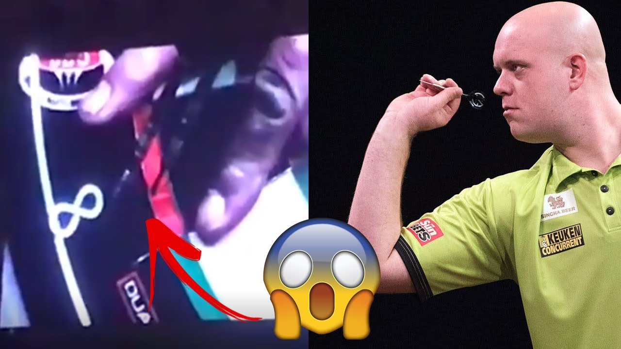 Michael Van Gerwen THROWS DART Between Bobby George FINGERS (WATCH ...