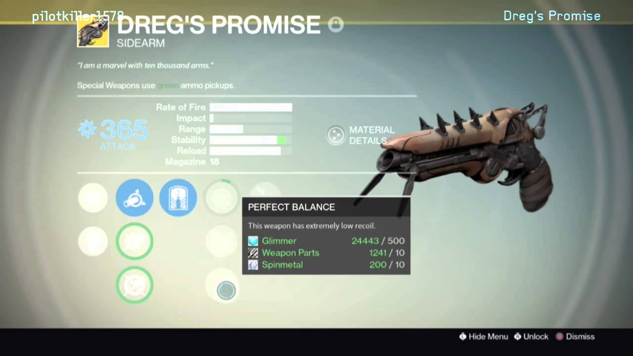 Destiny - Taking a look at Dreg's Promise (EXOTIC SIDEARM) - YouTube