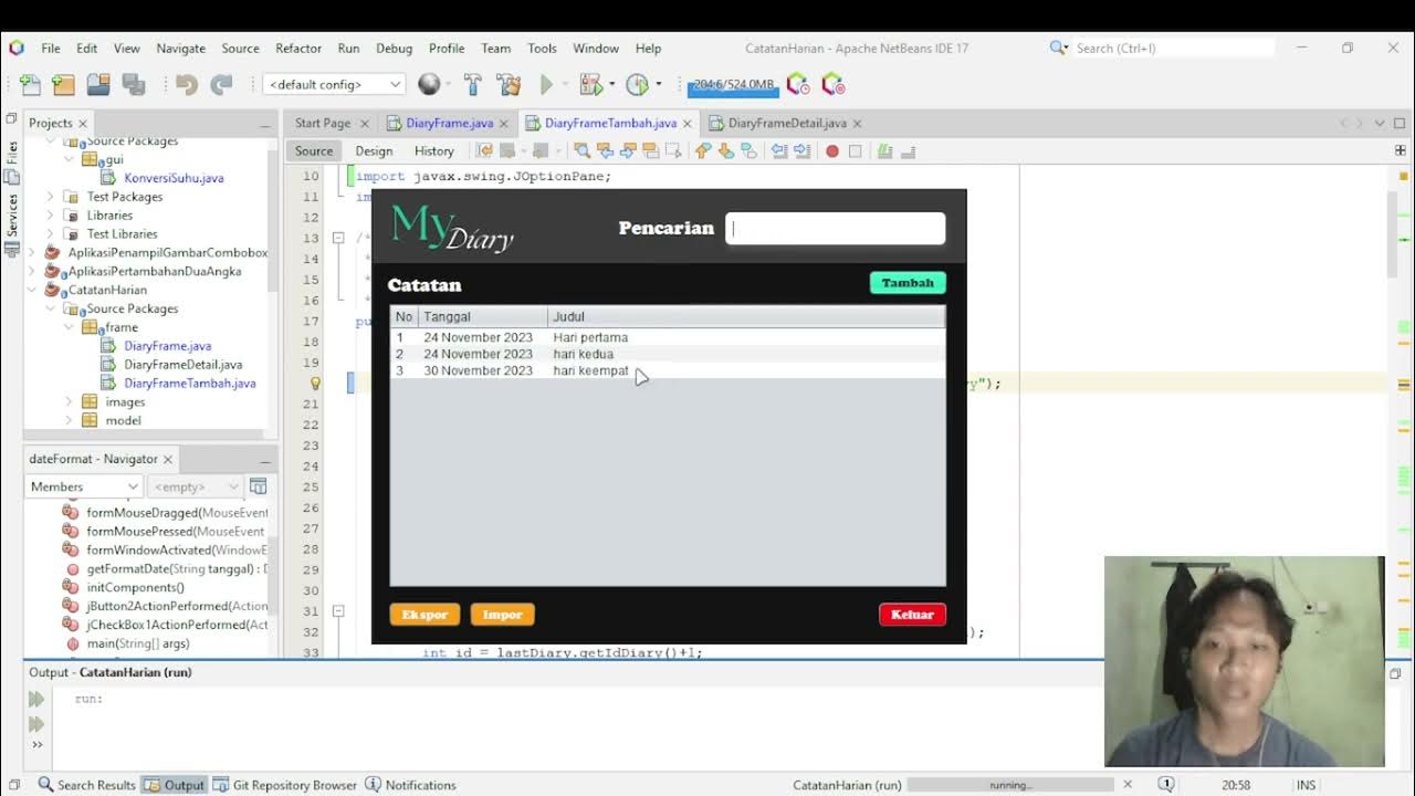 CATATAN HARIAN DENGAN JAVA | PBO 2 - YouTube