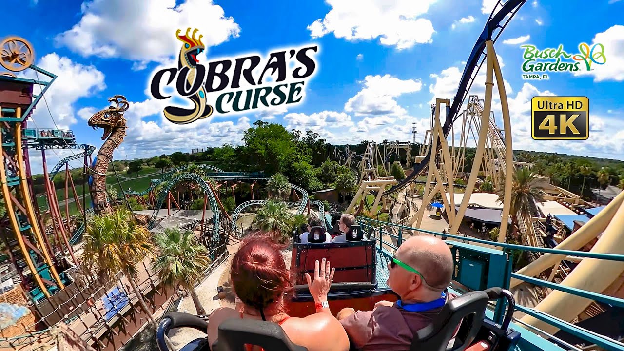 Cobra's Curse Roller Coaster Normal and Horizon Locked 4K POV Busch ...