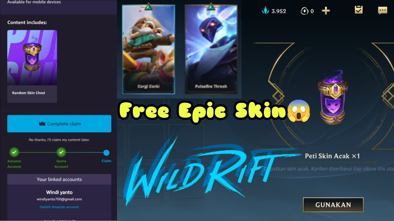 Free skin! How to Claim Amazon Random Skin Chest | Wild Rift - YouTube