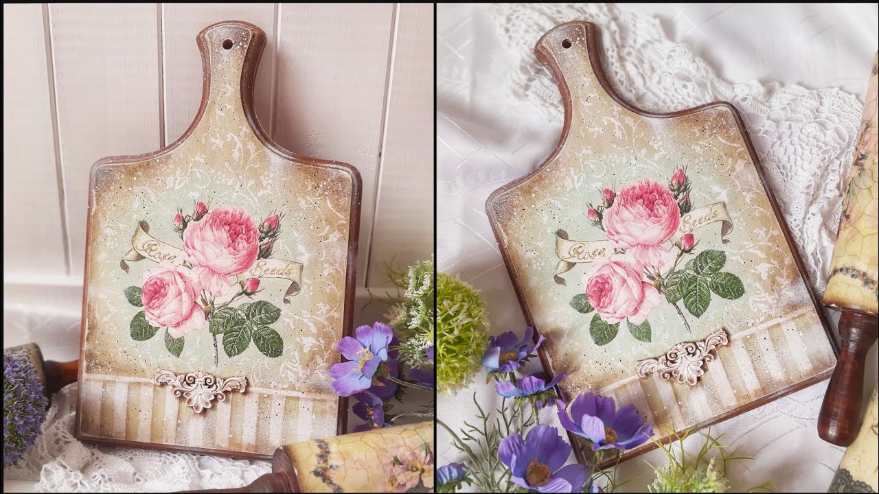 Decorative decoupage board ️ Shabby Chic & Vintage - YouTube