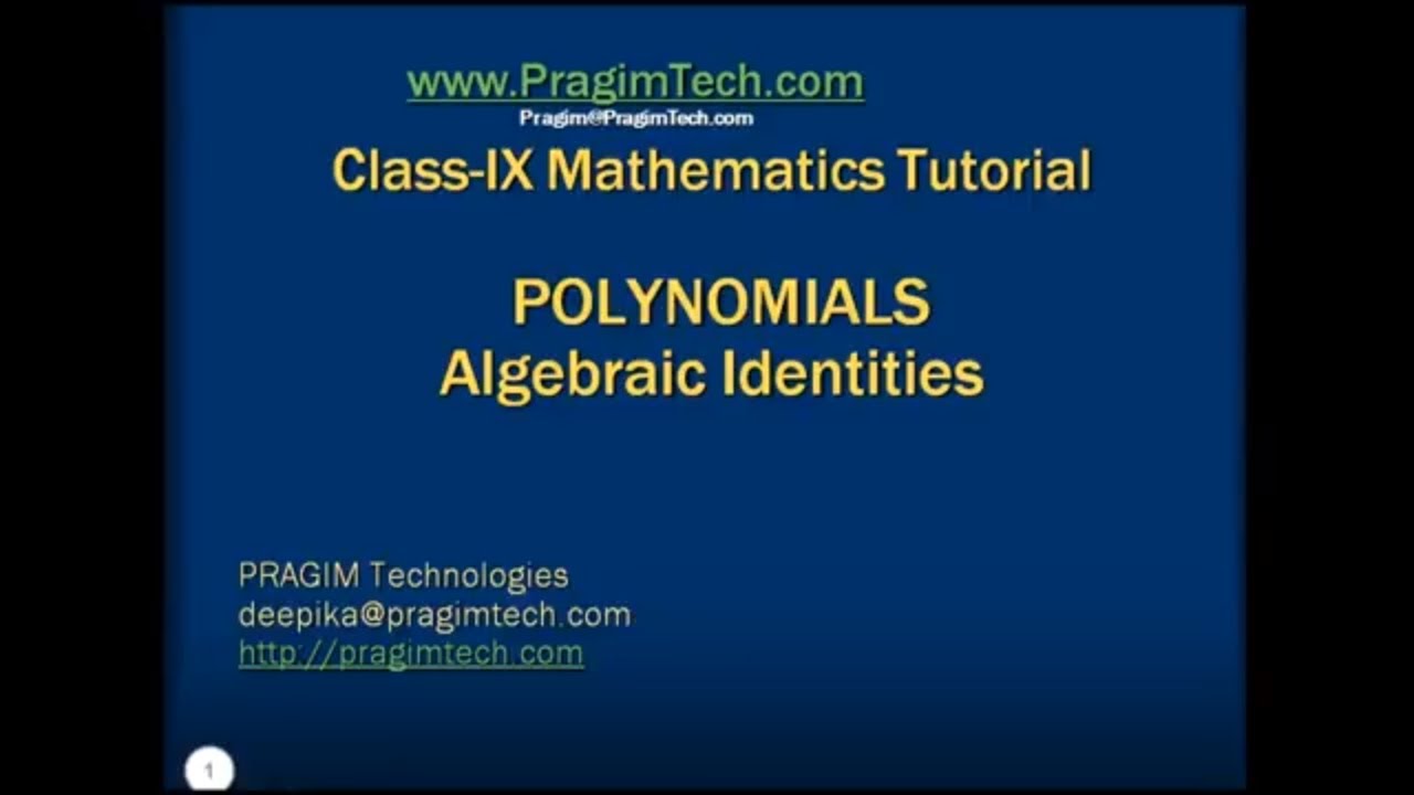 Polynomials|Algebraic Identities|CBSE|CLASS 9 CHAPTER-2|Identities ...