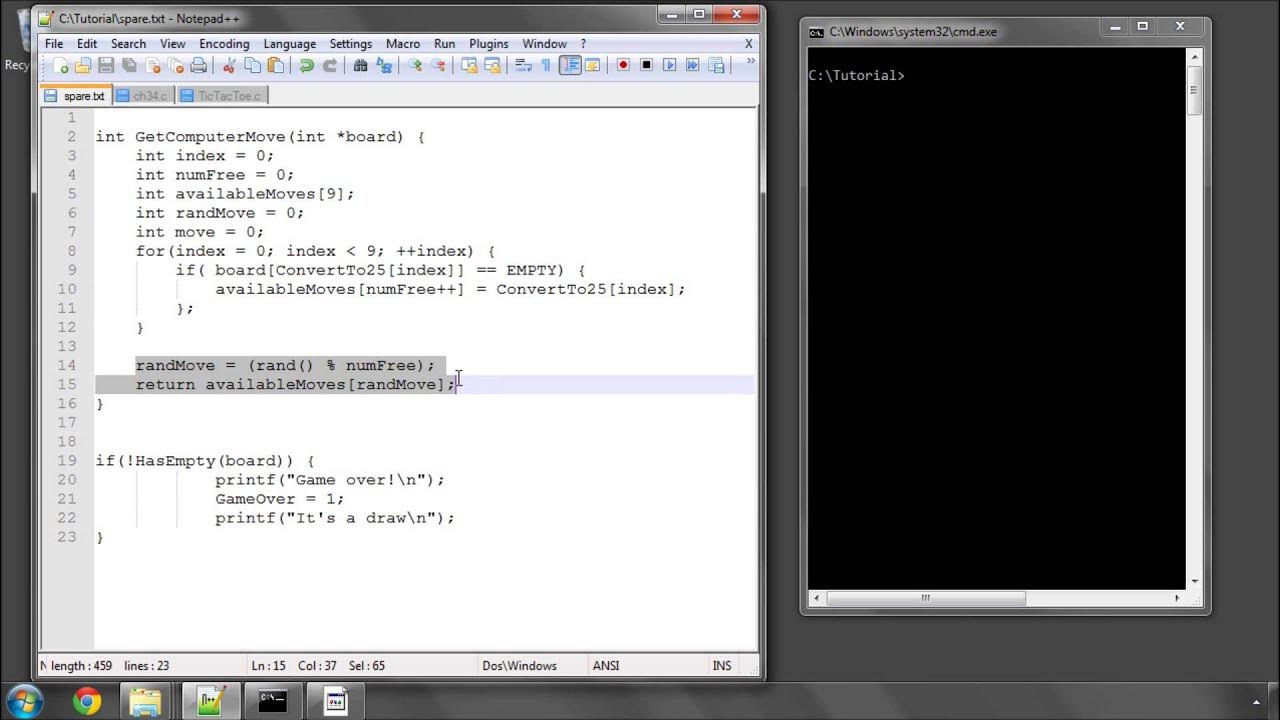 Beginning C Programming - Part 34 - Tic Tac Toe #5 - YouTube
