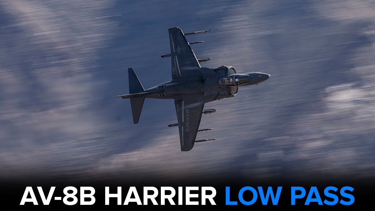 Awesome US AV-8B Harrier Extreme Low Level Flying While Dropping Bombs ...