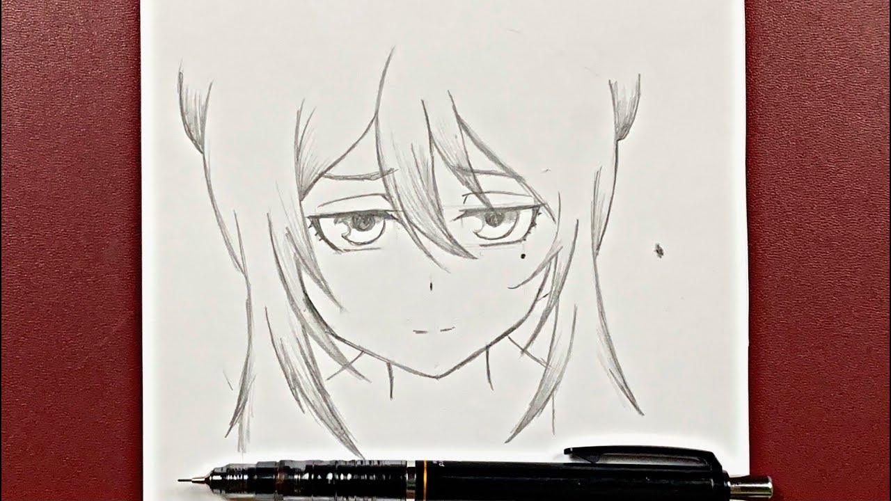 Sad anime sketch | how to draw sad anime girl easy step-by-step - YouTube