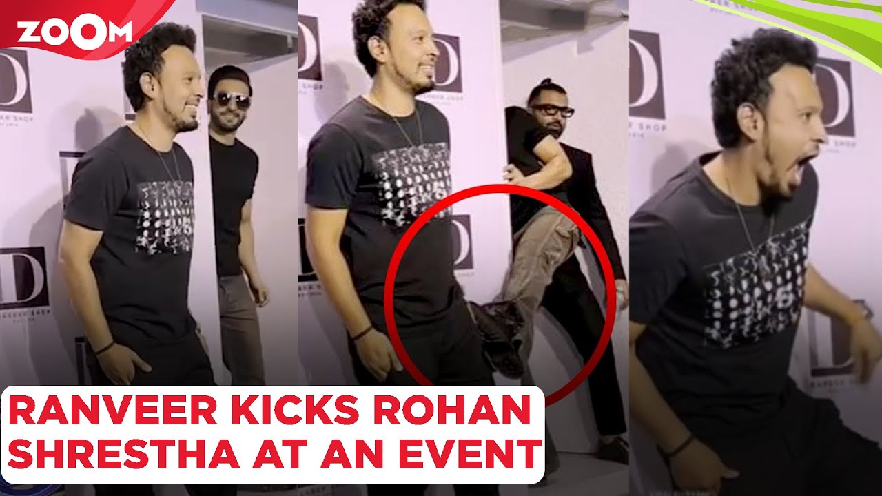 Ranveer Singh jokingly KICKS Rohan Shrestha at the event, Netizens REACT - YouTube