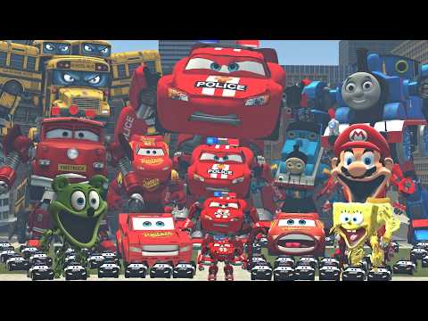 POLICE TRANSFORMER LIGHTNING MCQUEEN AND THOMAS TRAIN BIG CITY EP 9 In Garry's Mod