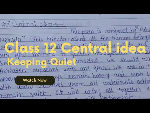 Class 12 Central idea Keeping Quiet important Central idea #Afifa Star Study - YouTube