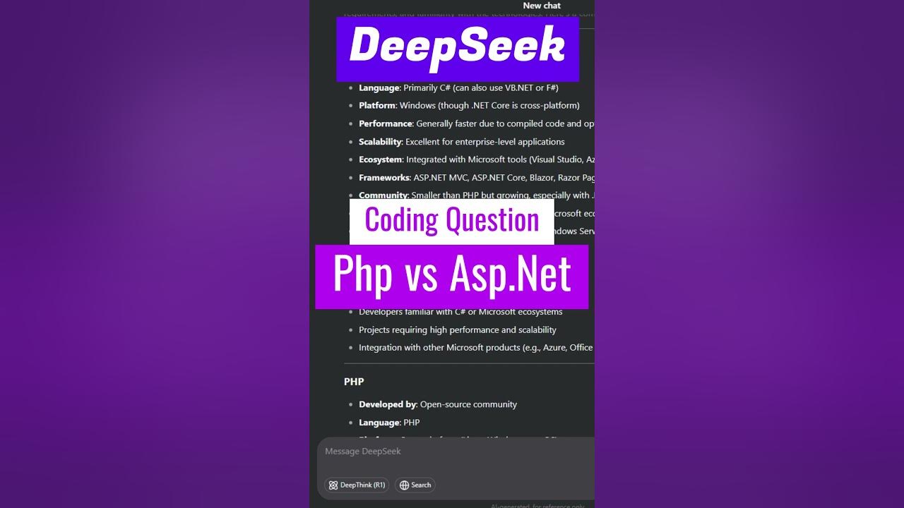 DeepSeek Question: Php vs Asp.Net #aiprogramming - YouTube