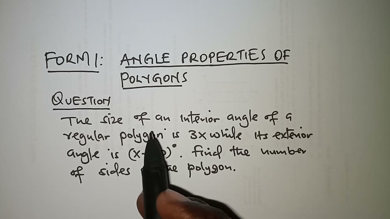 FORM 1 MATH: Angle properties of regular polygons. - YouTube