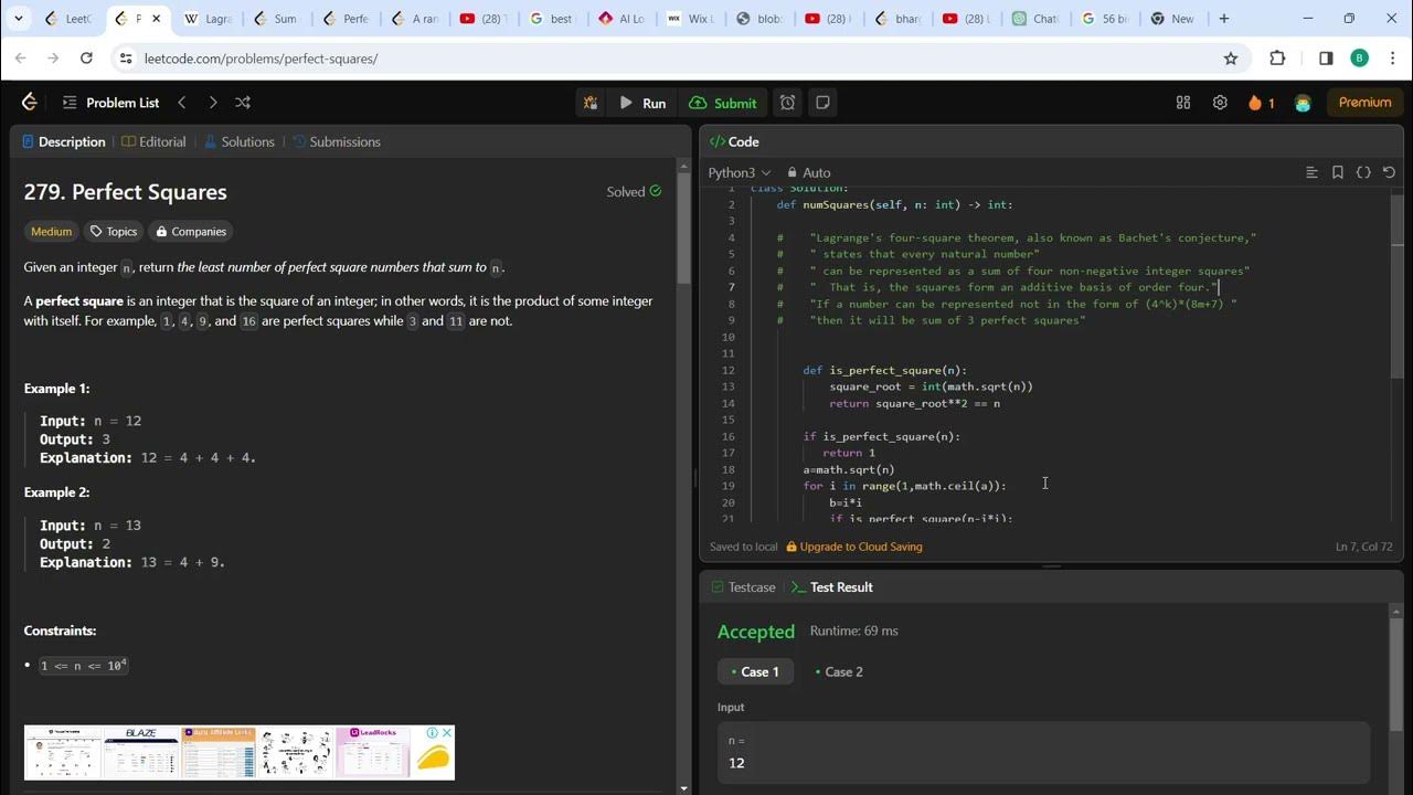 Leetcode 279perfect Squares Youtube