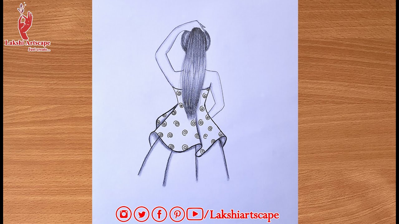 Easy way to draw girl ponytail hair | Ponytail hair girl | Back side ...