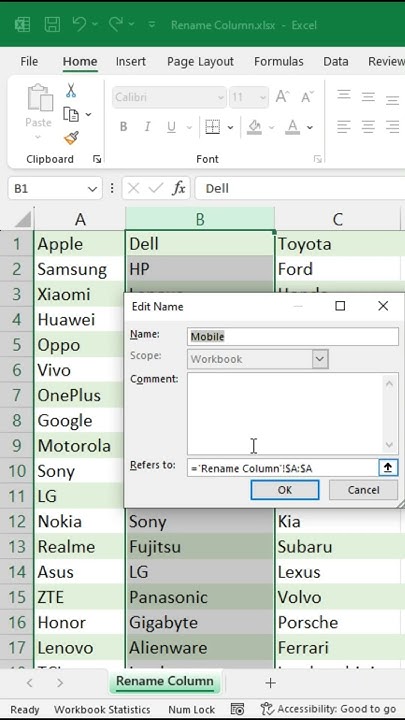Rename Column in Excel #ExcelTips - YouTube