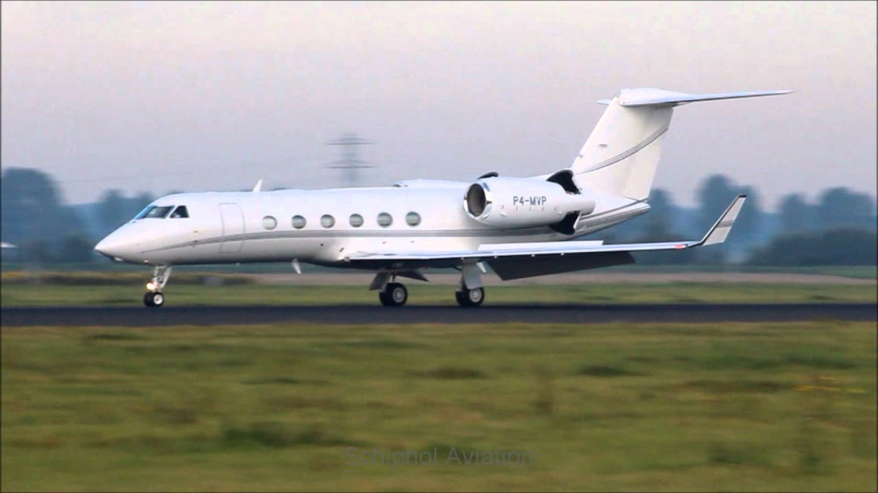 Gulfstream G450 landing at Schiphol [P4-MVP] Full HD - YouTube