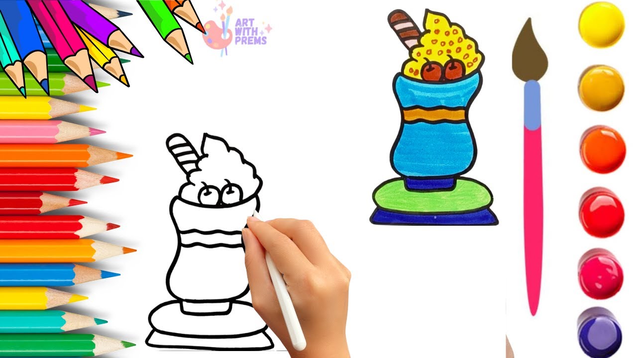 How To Draw cute Ice creme Drawing, Painting & Coloring For Kids and ...