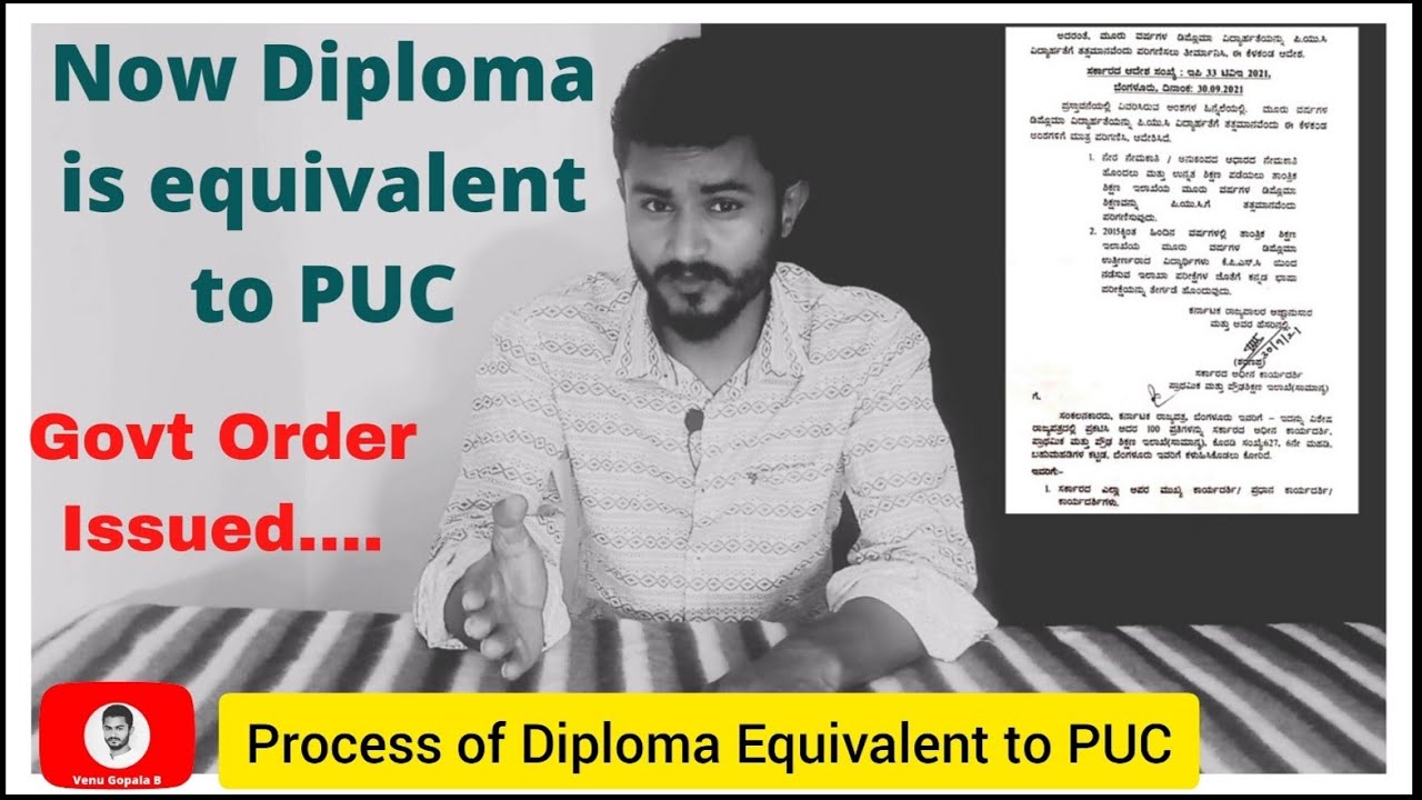 Process Of Diploma Equivalent To PUC In Karnataka YouTube process-of-diploma-equivalent-to-puc-in-karnataka-youtube