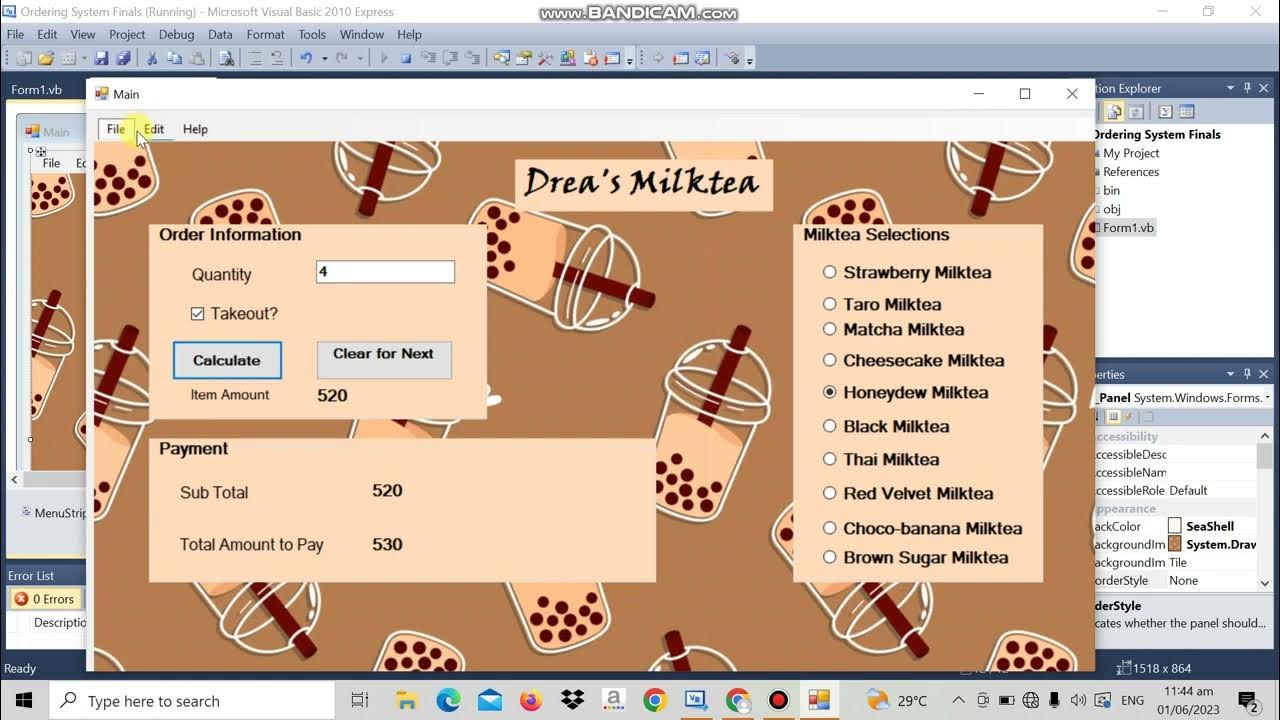 Ordering System Using VB.Net (milktea shop) - YouTube