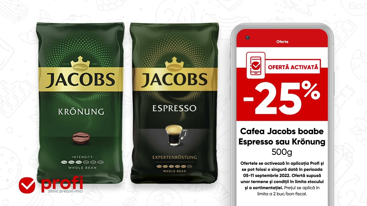 Activează oferta în aplicația Profi: acum ai cafea Jacobs boabe 500g ...