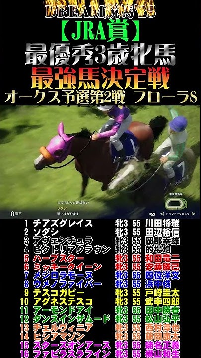 【ウイポ10 2025】DREAM競馬'25【JRA賞】最優秀3歳牝馬最強馬決定戦｜オークス予選 第2戦 フローラS #競馬 #ウイニングポスト #JRA賞 #最優秀3歳牝馬 #オークス ...