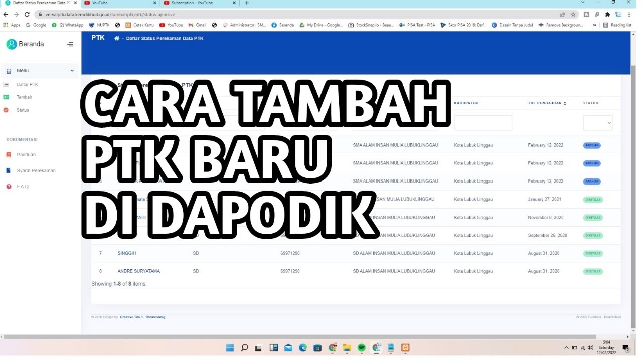 Cara Tambah PTK Baru di Dapodik 2022 - YouTube