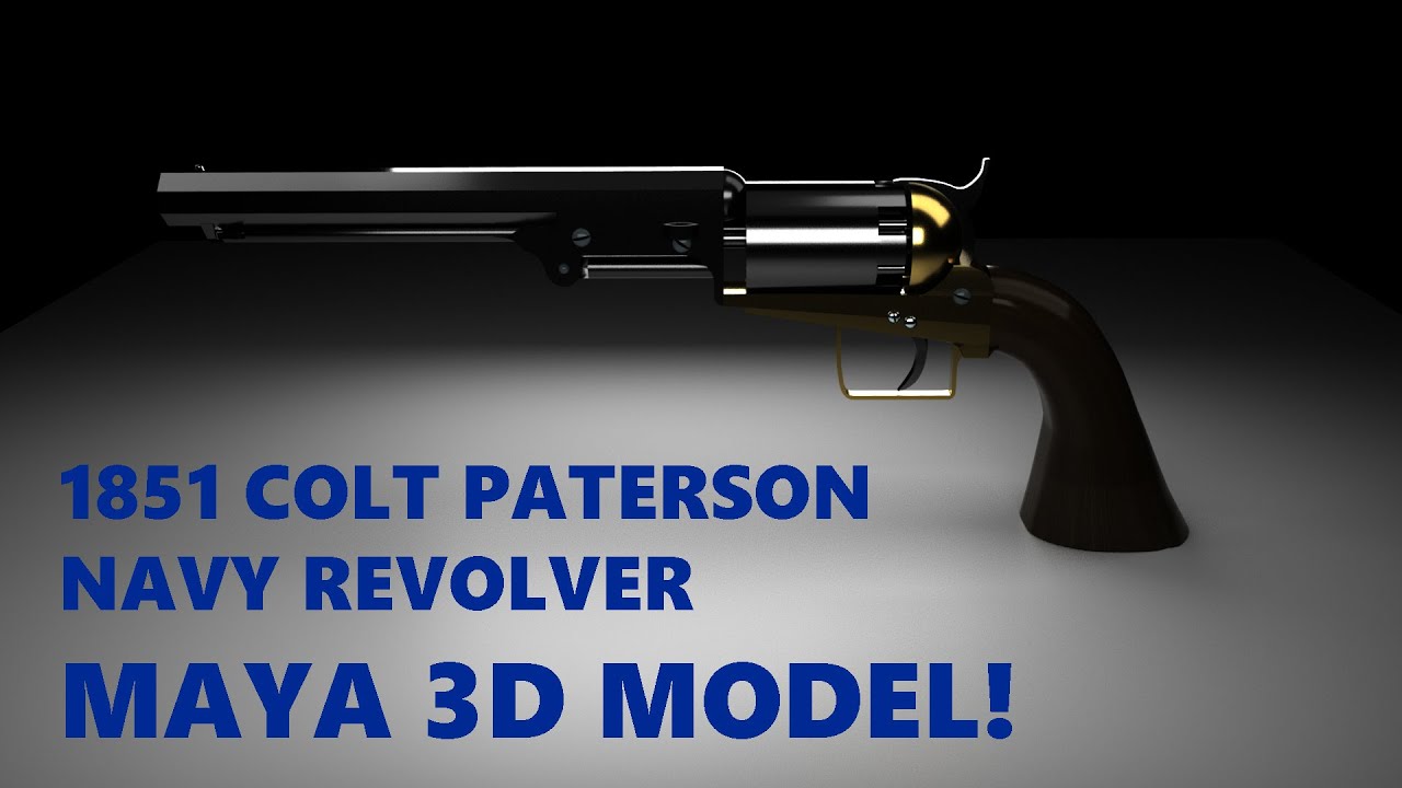 3D MODEL Colt Paterson 1851 Navy Revolver WIREFRAME + SHADED + TEXTURED ...