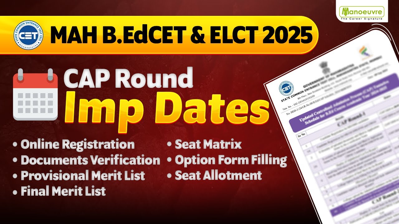 MAH B.EDCET & ELCT 2025: CAP Round Important Dates | Must Watch - YouTube