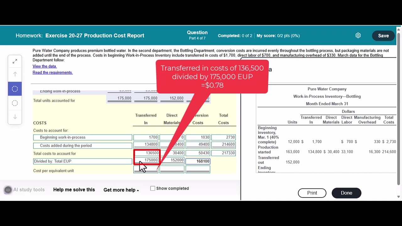 Exercise 20-27 Part 2: Production Cost Report, Costs, 14th Edition ...