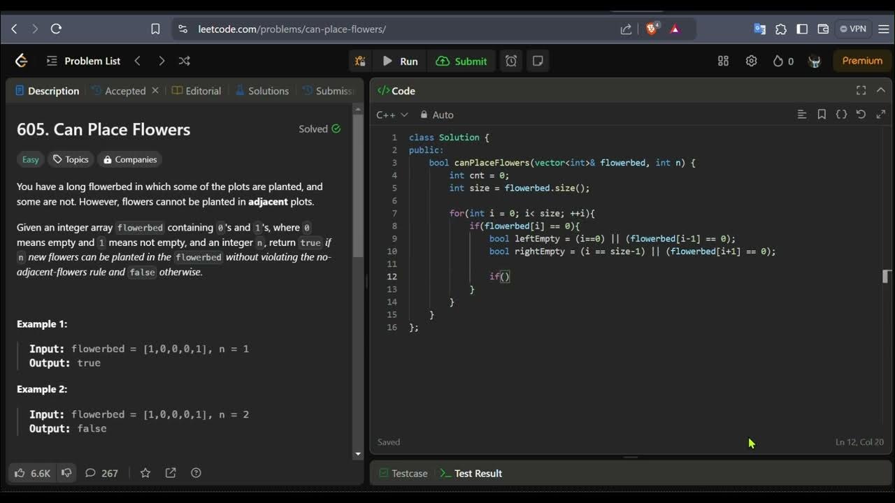 LeetCode 605: Can Place Flowers | Solution Explained | C++ Tutorial - YouTube