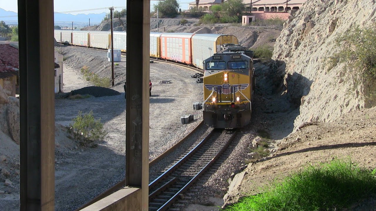 Union Pacific 6398 East Bringing 76-Autoracks Across The Colorado River ...