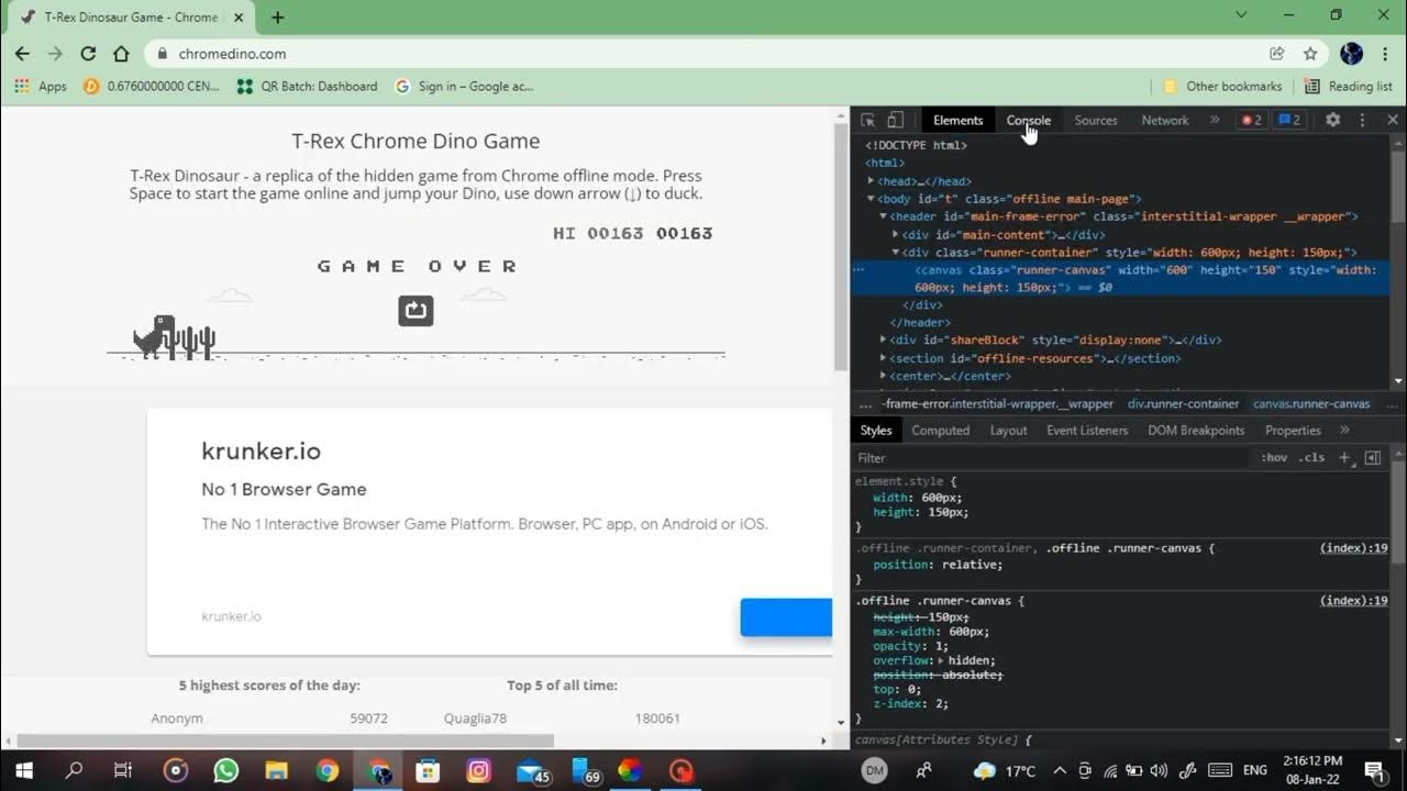 How to Hack unlimited score and speed in Dino game in pc #dino #java# ...