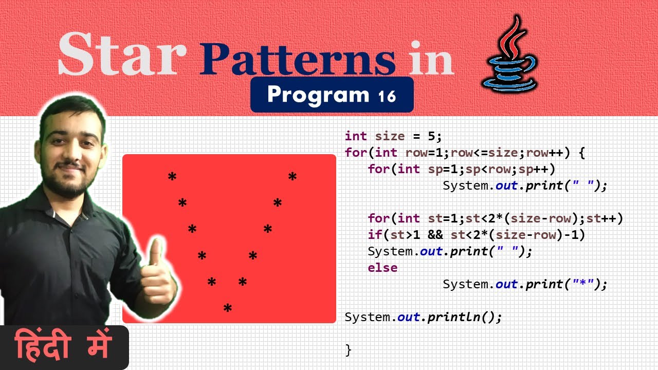 Star Pattern Program In Java 16 Coding Wallah Youtube