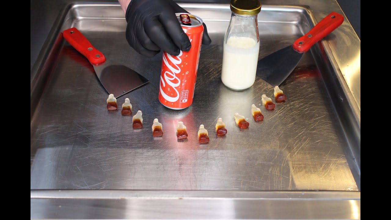 How to make delicious ice cream rolls with cola and vanilla ice cream ...