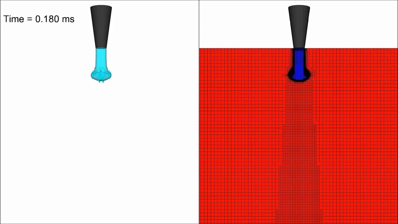PLIC-VOF Simulation of Spray in CONVERGE - YouTube