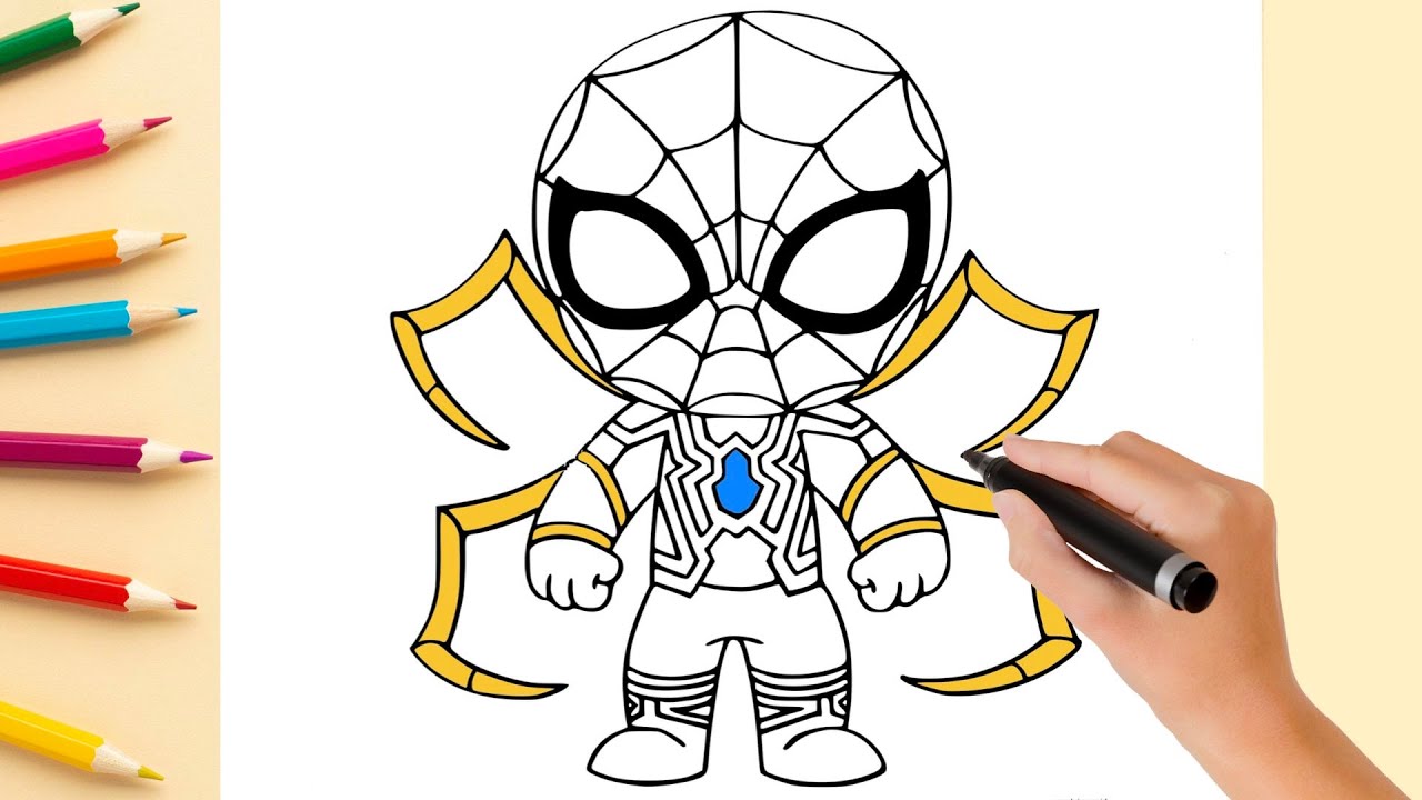Iron Spiderman Toy Cartoon Drawing | Color Pencil - YouTube