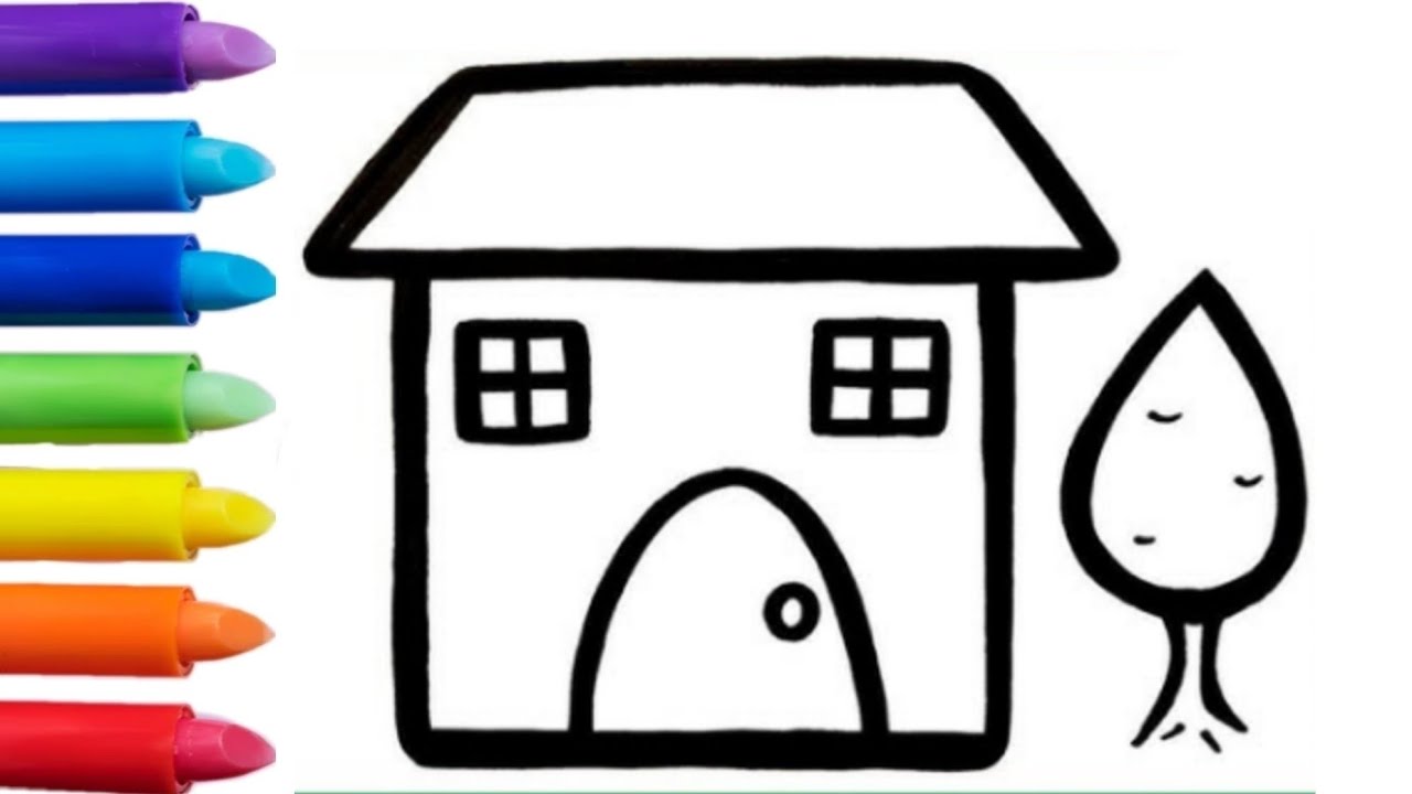 Easy HOUSE / HUT Drawing TUTORIAL for Kids || HOUSE Drawing TUTORIAL ...
