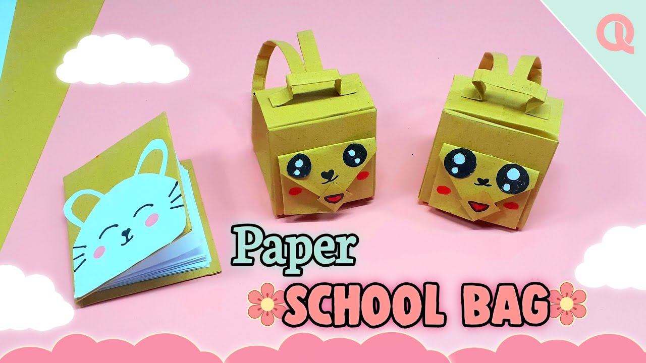 Origami Backpack | How to make a beautiful school bag easy - YouTube