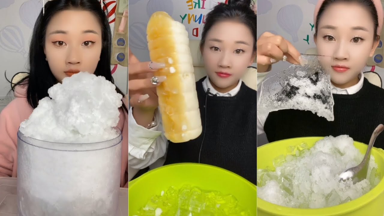 SOLO LZM | HARD CLEAR ICE | FOAM CRUNCHY WITH BOTTLE COTTON ICE #iceeating #asmr #asmrice # ...