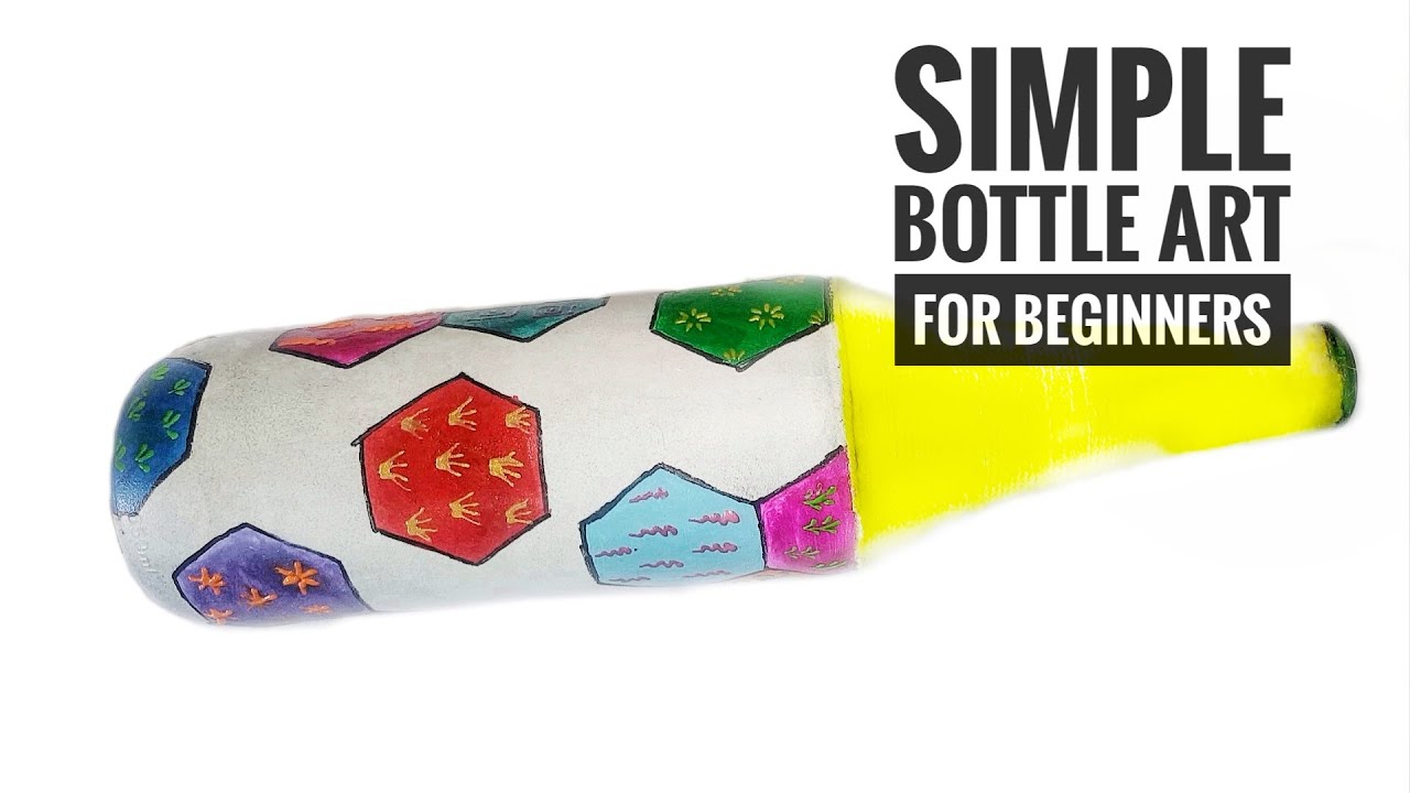 Very Easy Geometric Bottle Art For Beginners | Bottle Transformation ...
