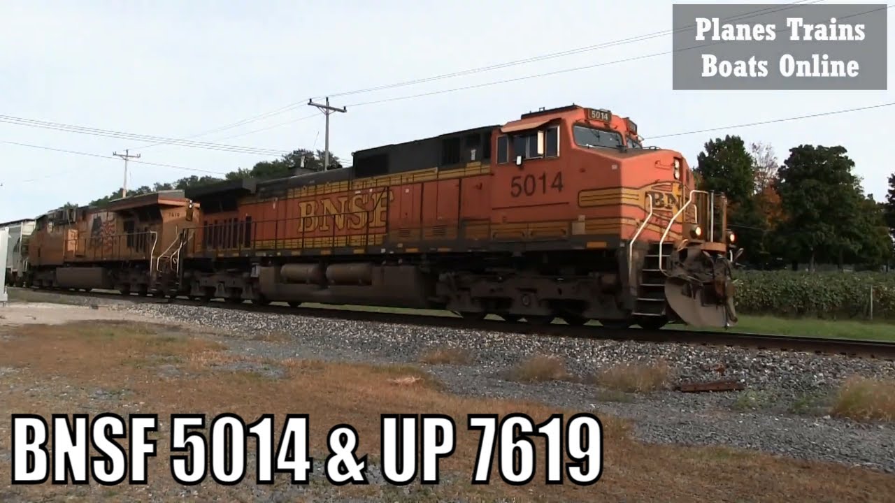 BNSF 5014 & UP 7619 Locomotives Mixed Freight Train Westfield Railfan Park NY - YouTube
