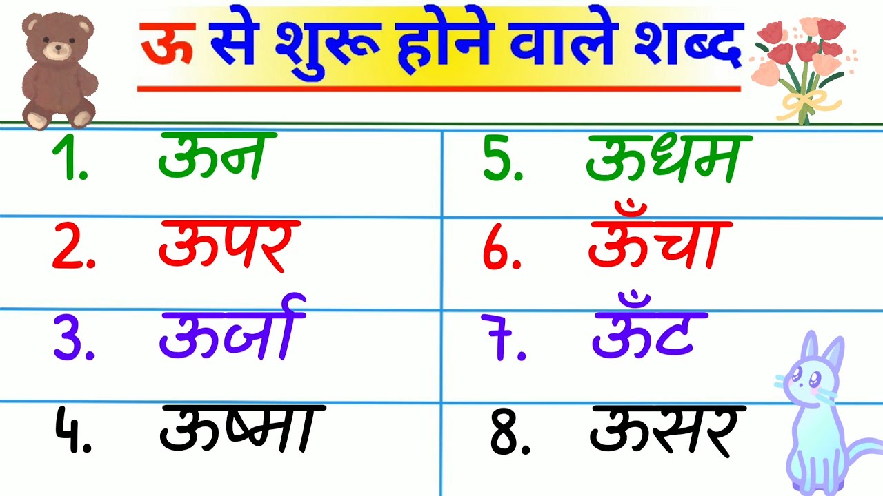 ऊ से शुरू होने वाले शब्द | words that starts with u | #kidssong - YouTube